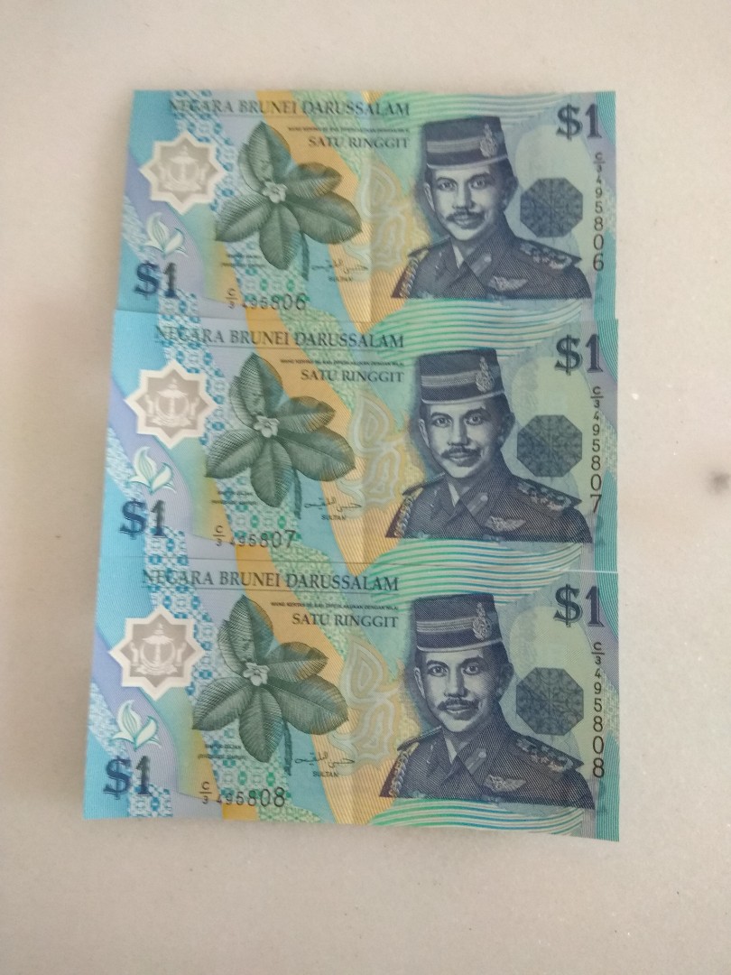 Brunei polymer notes $1 in 3 run, Hobbies & Toys, Memorabilia ...