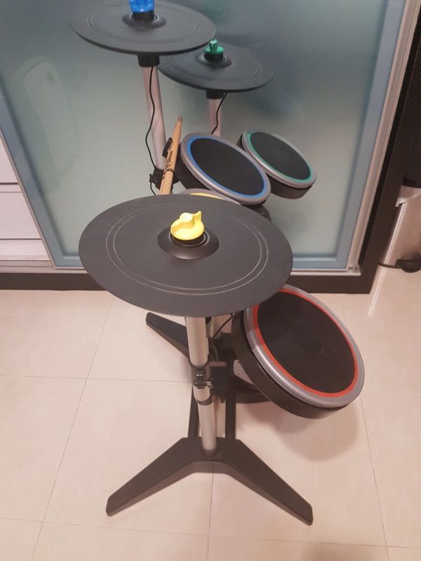 Drum set with cymbals PS4 Rock Band, Video Gaming, Gaming Accessories, Controllers on Carousell