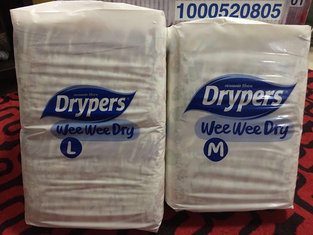 Drypers Wee Wee Dry M & L Size Rm20 per pack, Babies & Kids, Bathing ...