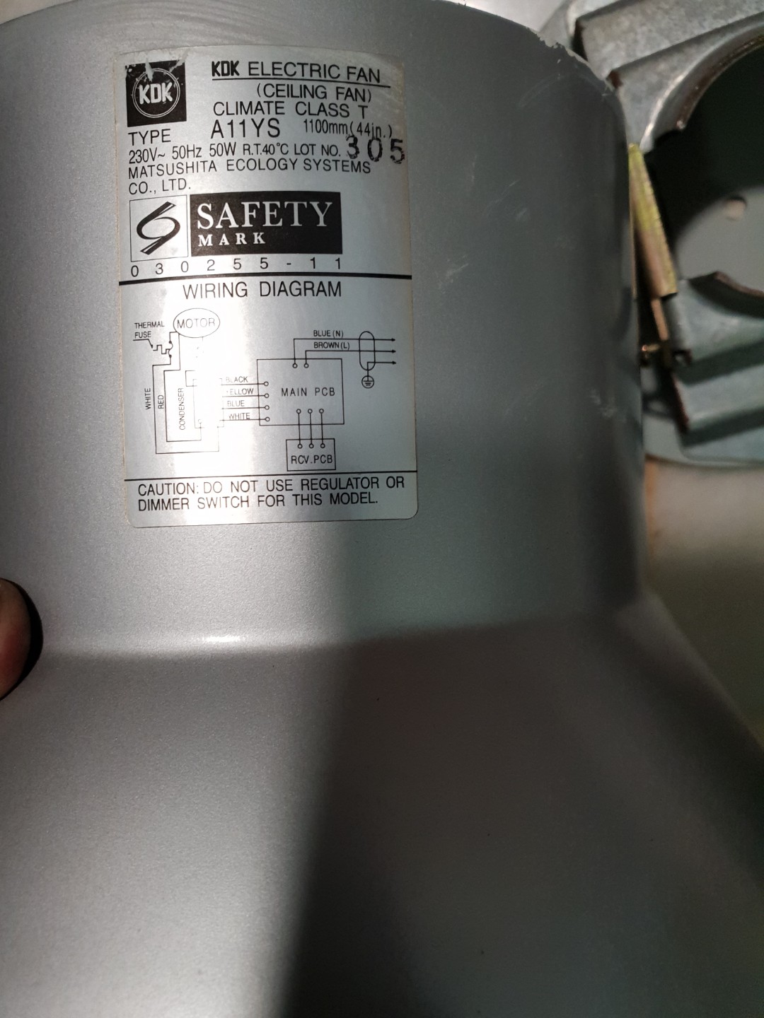 KDK Ceiling Fan A11YS - No remote, Furniture & Home Living, Lighting ...