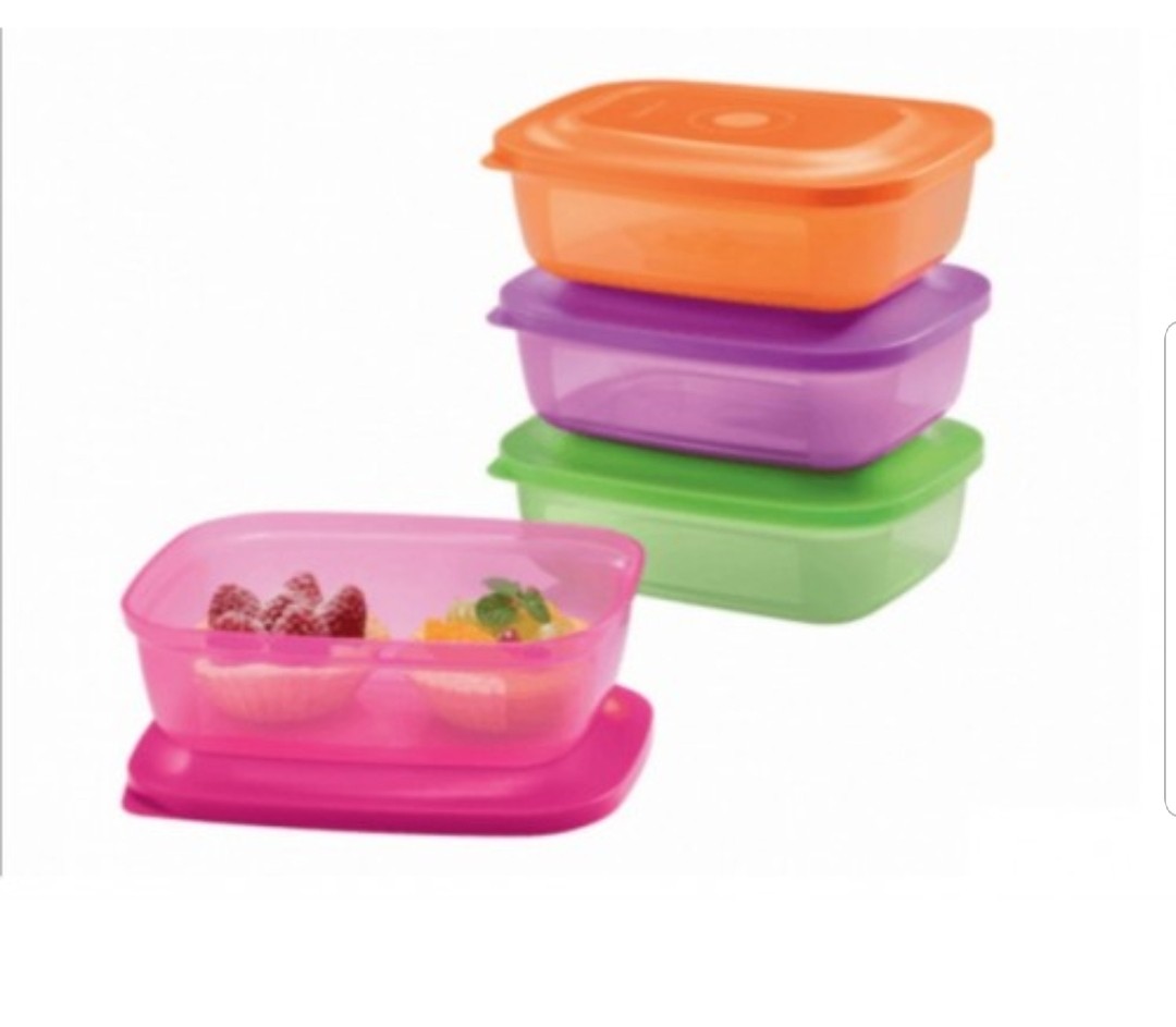 Tupperware Small Rectangular Saver 500ml x 4, Furniture & Home Living ...
