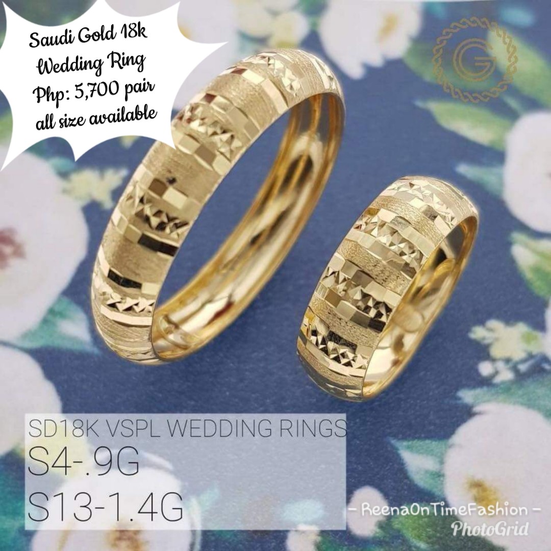 Saudi Gold 18k Wedding Ring, Women's Fashion, Jewelry & Organizers ...