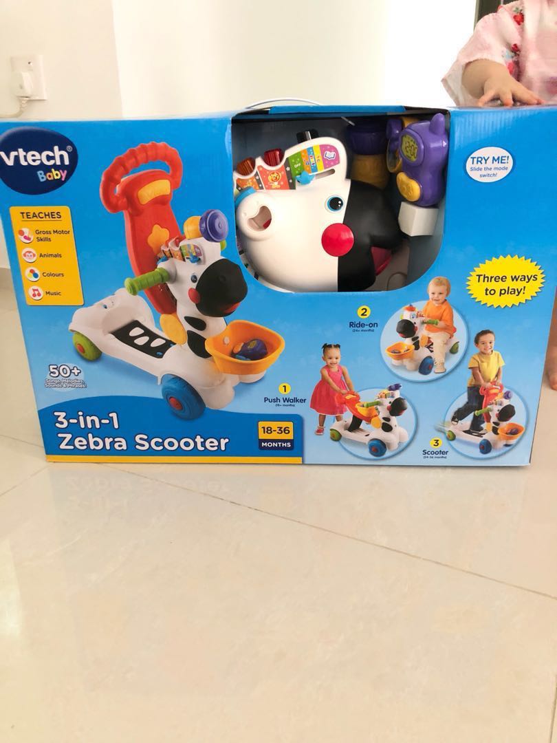 Vtech 3 in 1 zebra scooter, Babies & Kids, Infant Playtime on Carousell