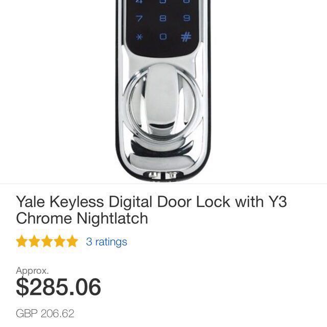 Yale keyless digital lock chrome - (including y3 nightlatch), Furniture ...