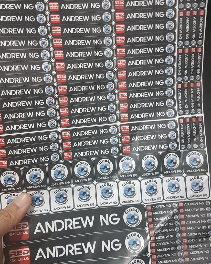 Name labels custom stickers dive waterproof unique, Hobbies & Toys ...