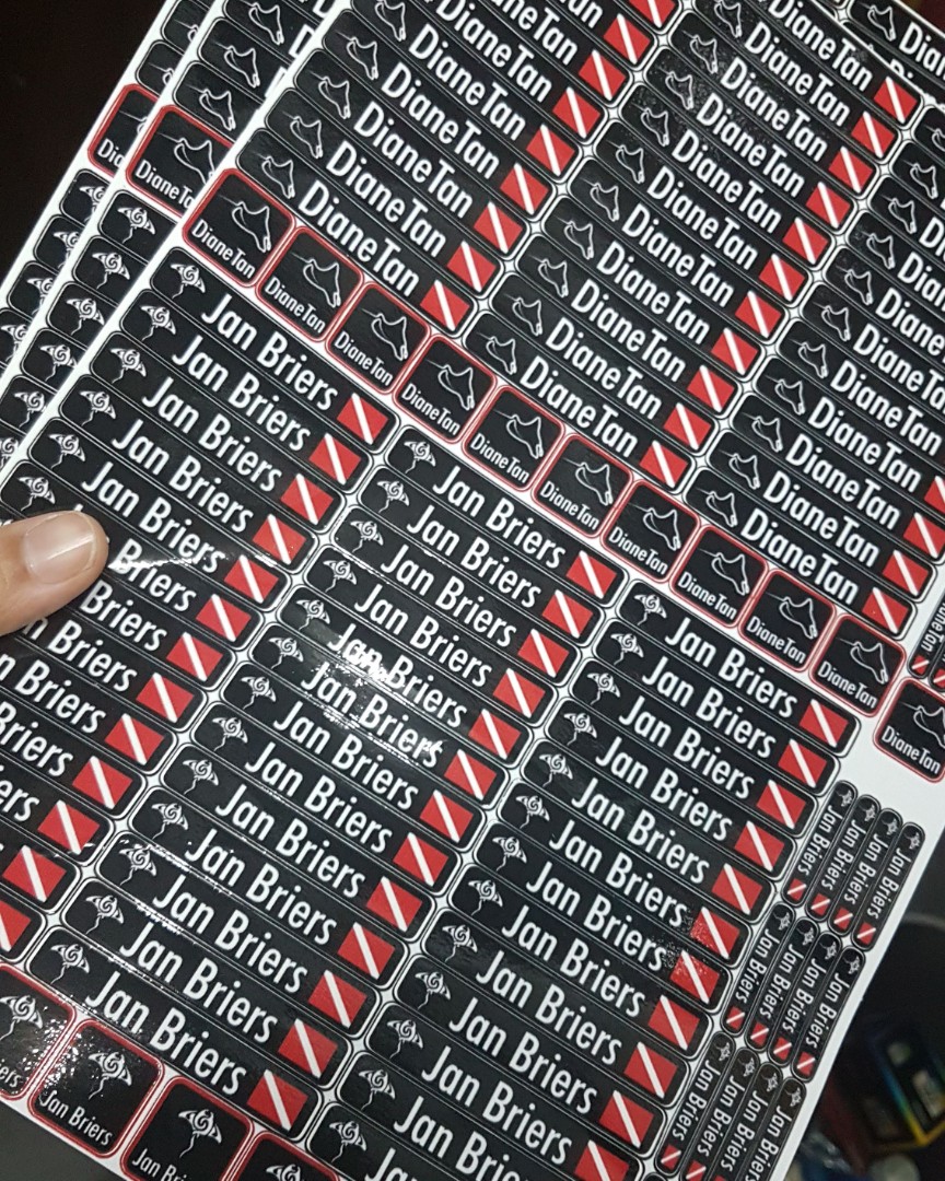 Name labels custom stickers dive waterproof unique, Hobbies & Toys ...