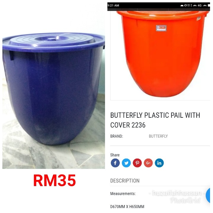 Plastic pail with cover, Furniture & Home Living, Home Improvement ...