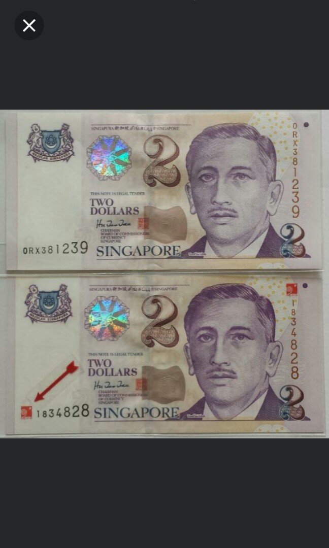 Singapore - Various Symbol & Signature On $2 Portrait Series Paper ...