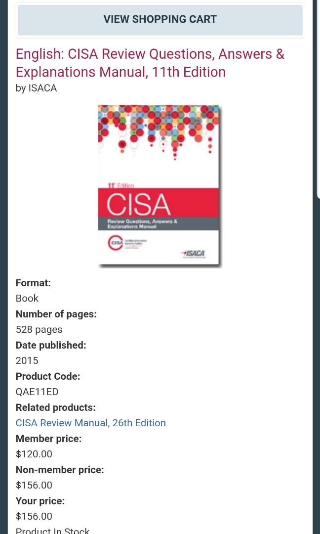 CISA Review Questions, Answer & Explanations Manual, Hobbies & Toys ...