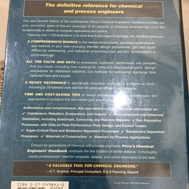 Perry's Chemical Engineering Handbook (used), Hobbies & Toys, Books ...