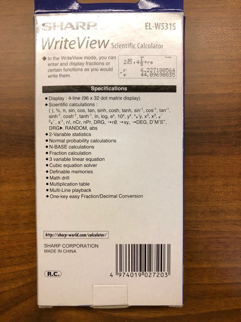 Sharp EL-W531S scientific calculator (NEW), Hobbies & Toys, Books ...