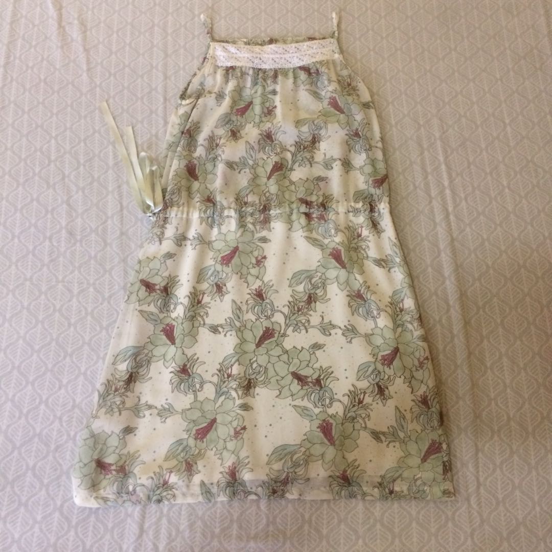 Green Floral Spag Strap Dress, Women's Fashion, Dresses & Sets, Dresses ...