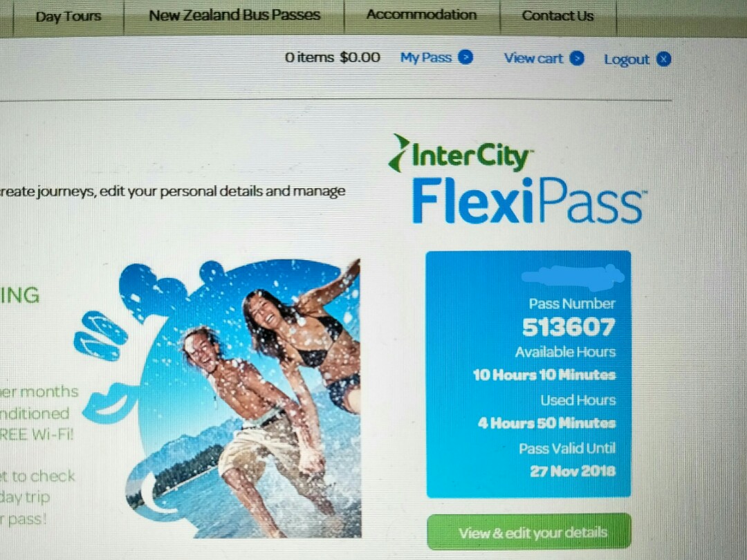 New Zealand intercity flexi pass with remaining 10hours, Everything ...