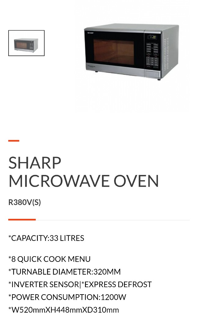 Sharp Microwave r380v, TV & Home Appliances, Kitchen Appliances, Ovens ...