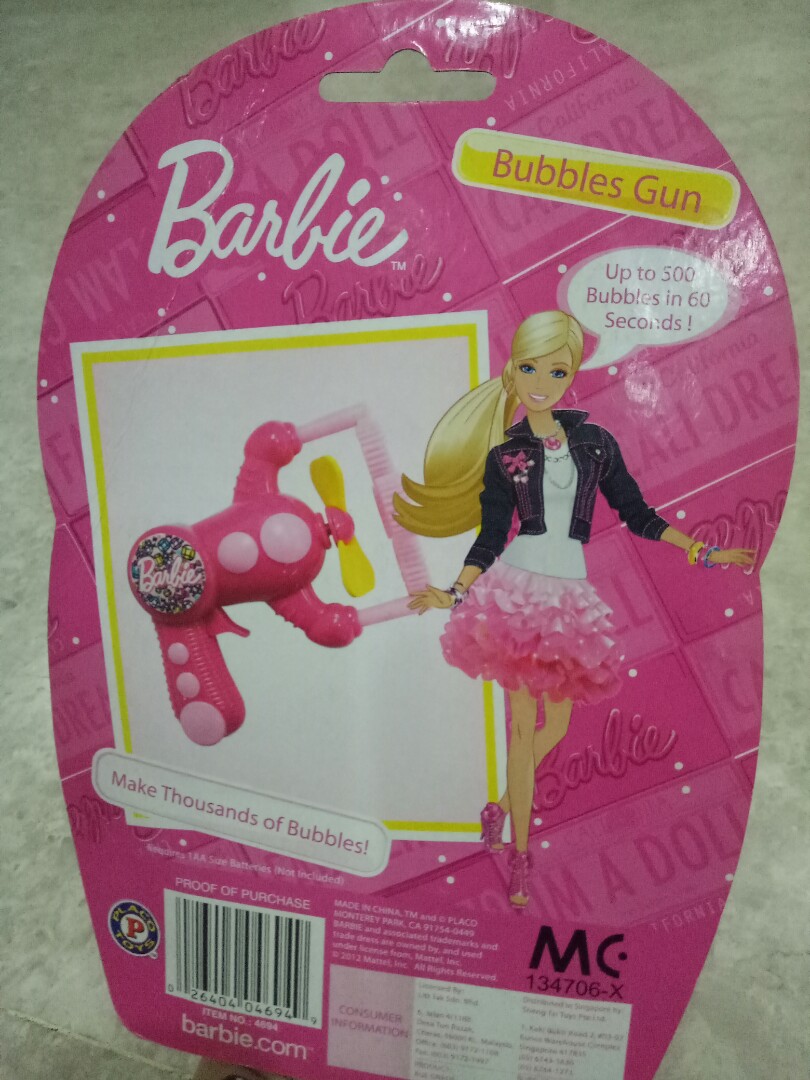 Barbie Bubbles Gun, Hobbies & Toys, Toys & Games on Carousell