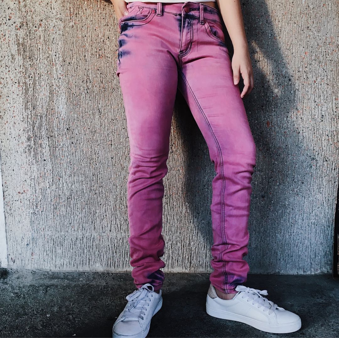 Pink Denim Jeans, Women's Fashion, Bottoms, Jeans on Carousell