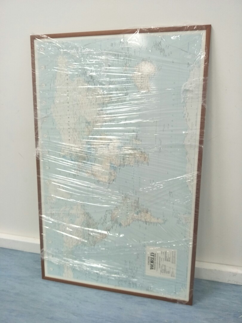 World Map with wooden frame, Furniture & Home Living, Home Decor ...