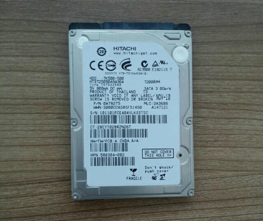 Hard Disk Hitachi 500Gb, Computers & Tech, Parts & Accessories, Hard ...