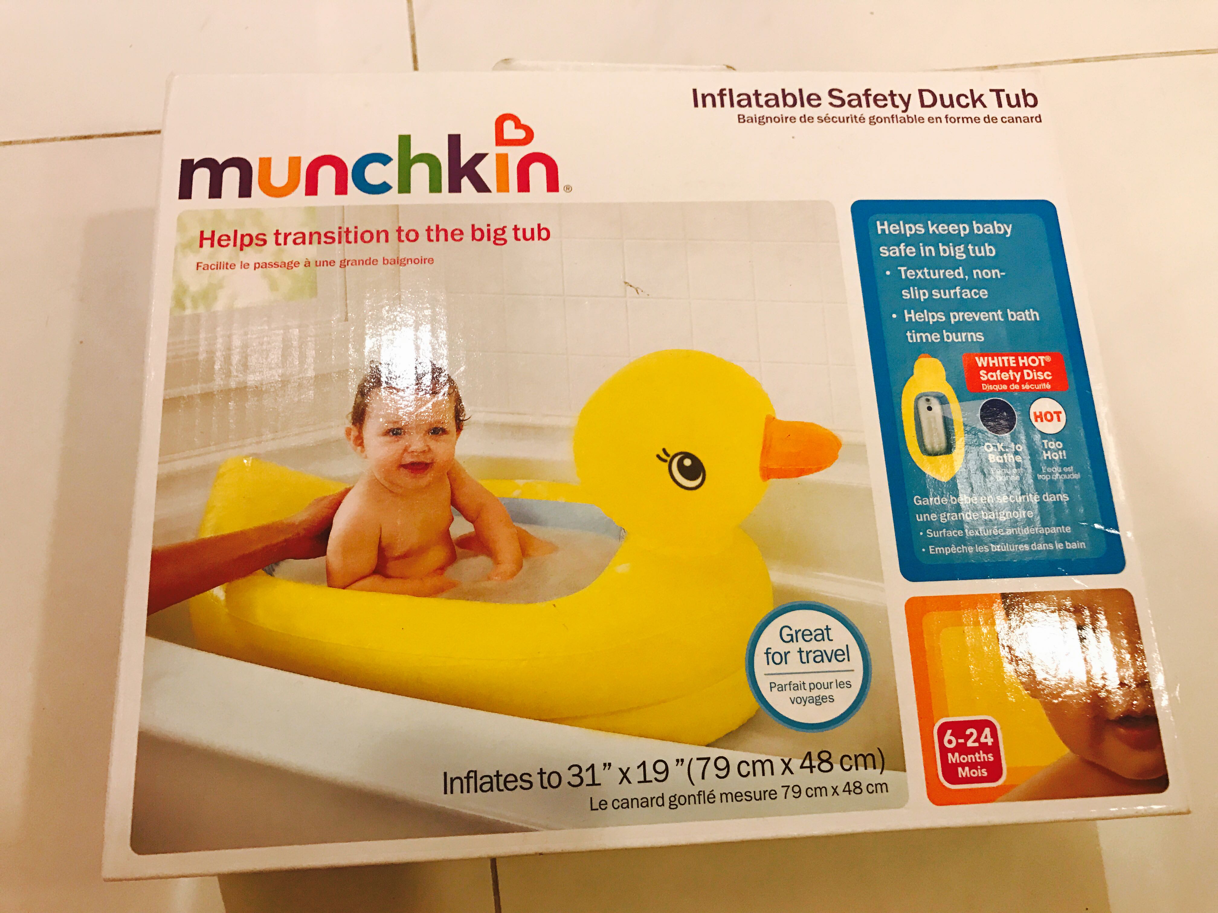 Munchkin inflatable safety duck tub, Babies & Kids, Infant Playtime on ...