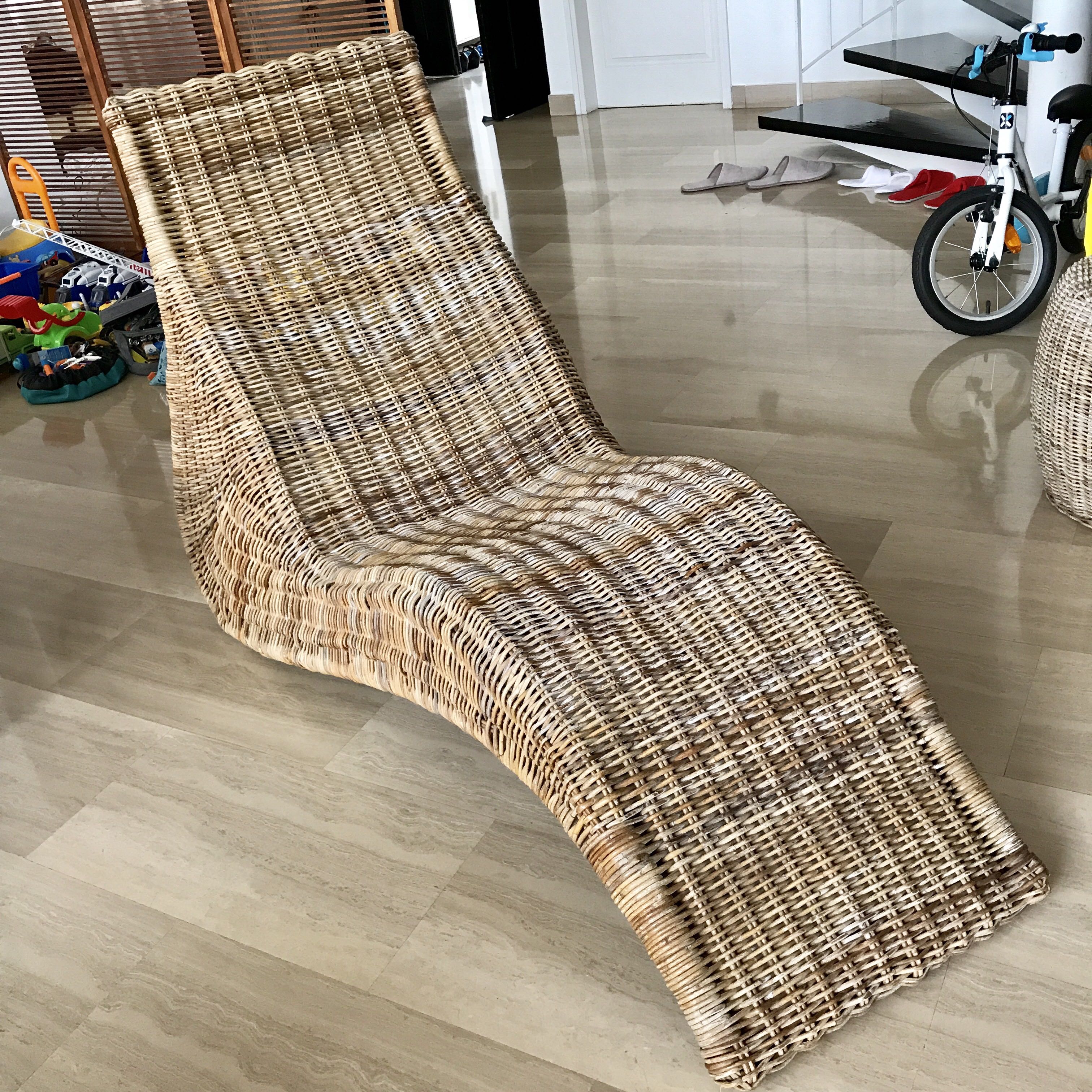Natural Rattan Lounging Chair, Furniture, Tables & Chairs on Carousell