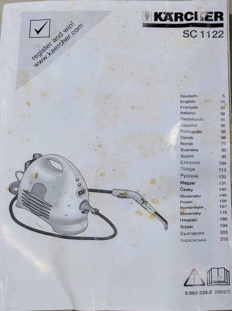 Karcher SC 1122 steam cleaner, TV & Home Appliances, Vacuum Cleaner ...