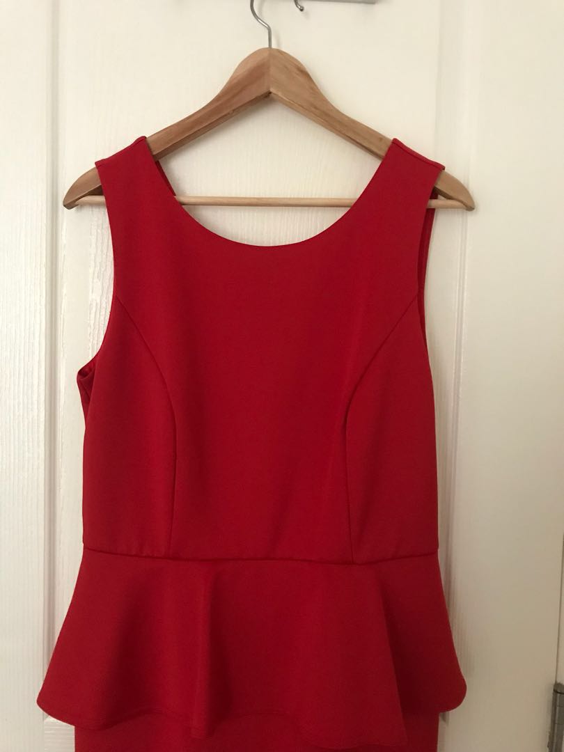 Spense Red Peplum Dress, Women's Fashion, Dresses & Sets, Dresses on ...