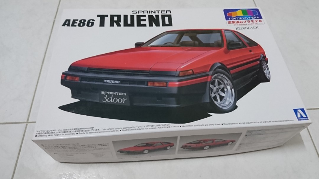 1/24 AOSHIMA Toyota AE86 Trueno pre-painted model kit (red/black ...