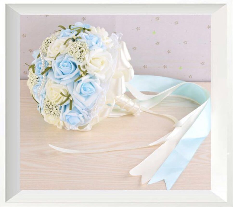 Fake bouquet (baby blue), Furniture & Home Living, Home Decor ...
