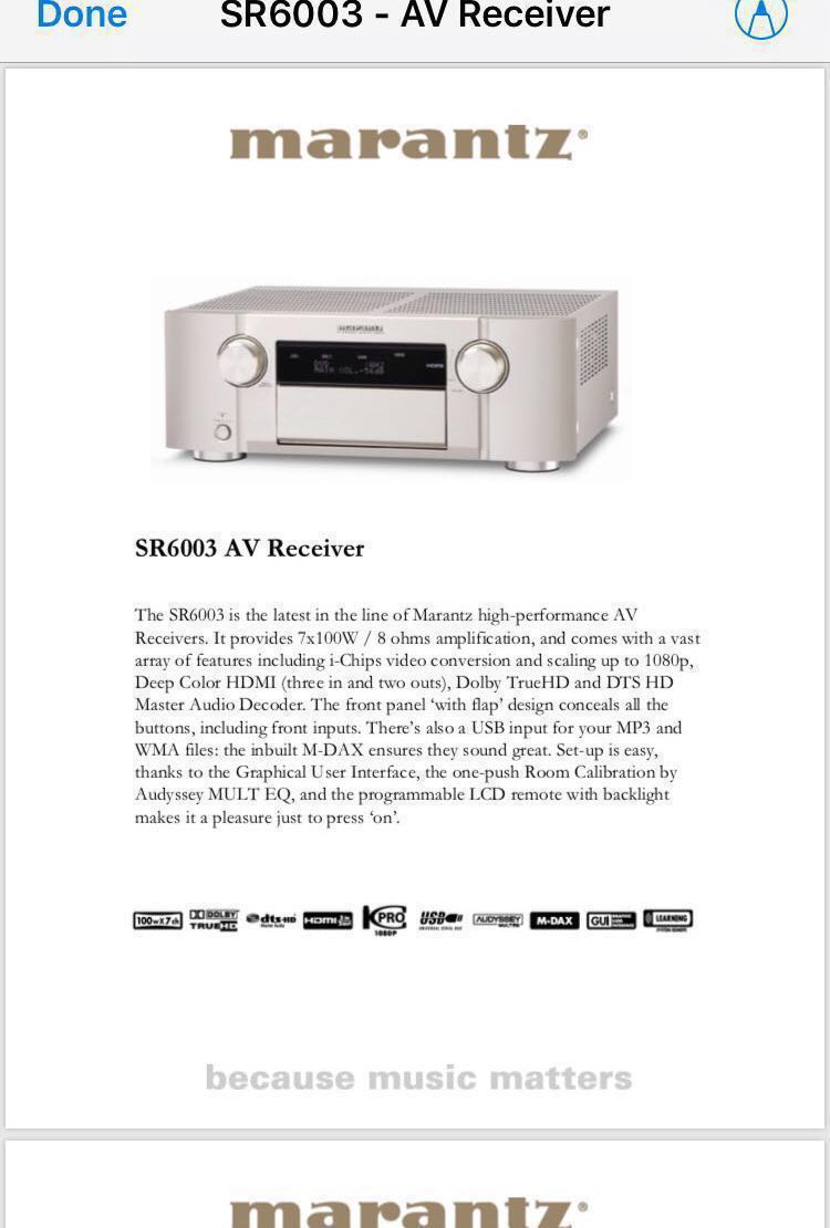 Marantz AV Receiver SR6003, Audio, Soundbars, Speakers & Amplifiers on ...