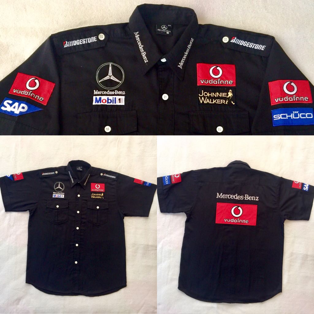 Mercedes Benz Vodafone Racing Team Pit Crew Shirt, Men's Fashion, Tops ...