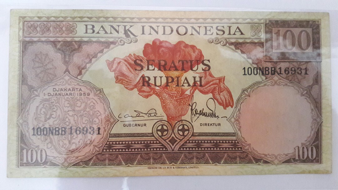 100 Rupiah 1959, Hobbies & Toys, Collectibles & Memorabilia, Currency ...