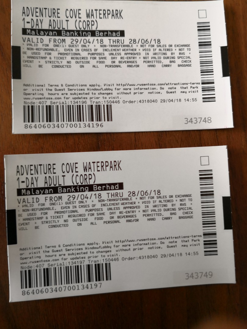 Adventure Cove Waterpark Adult Ticket, Entertainment, Attractions on ...
