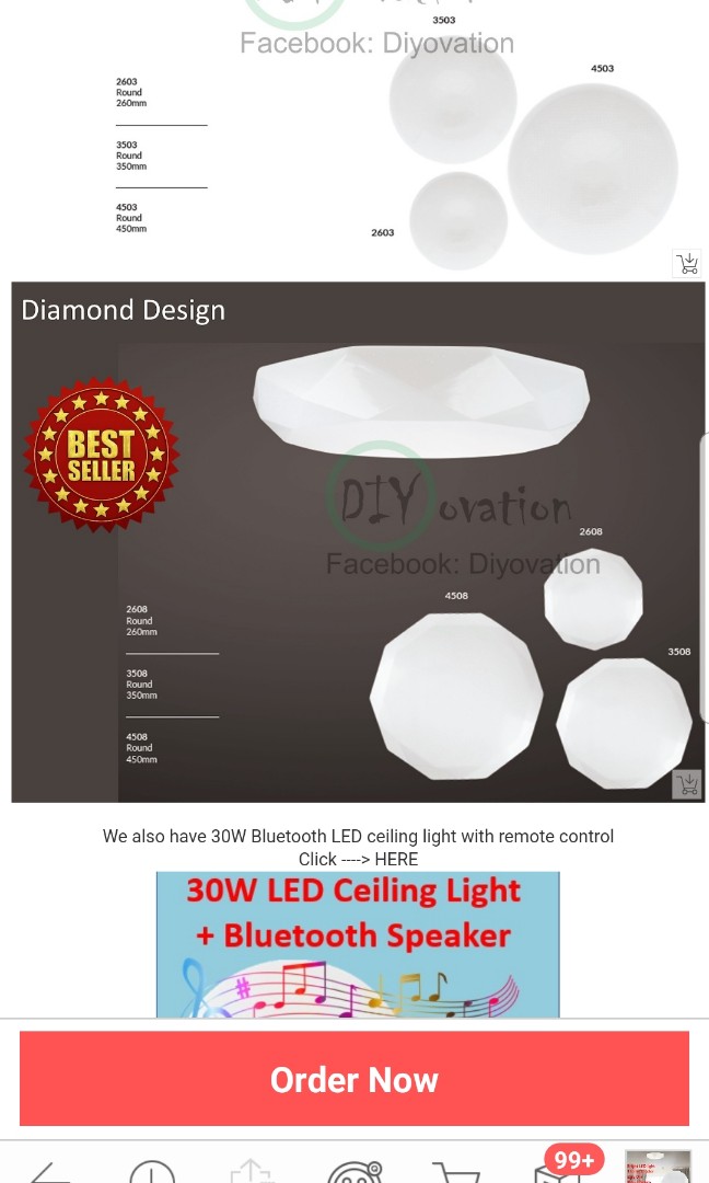 [Burger Ceiling LED light] Various size and design, Furniture & Home ...