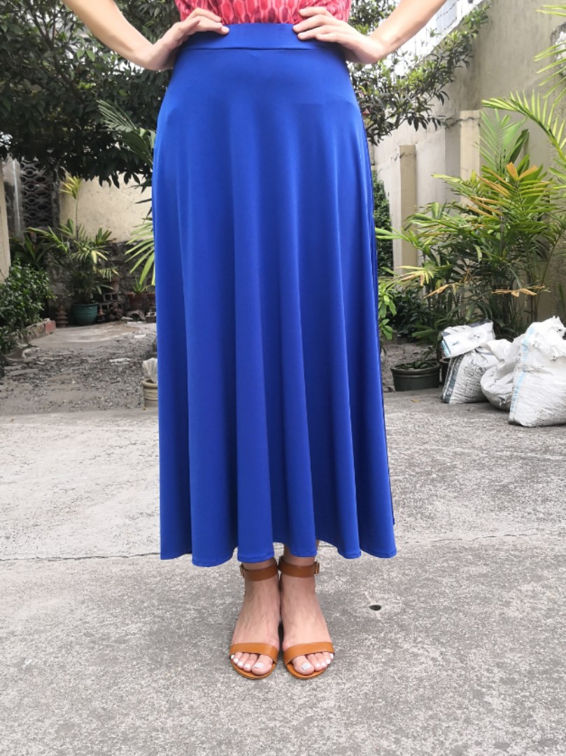 Electric Blue Long Skirt, Women's Fashion, Bottoms, Skirts on Carousell