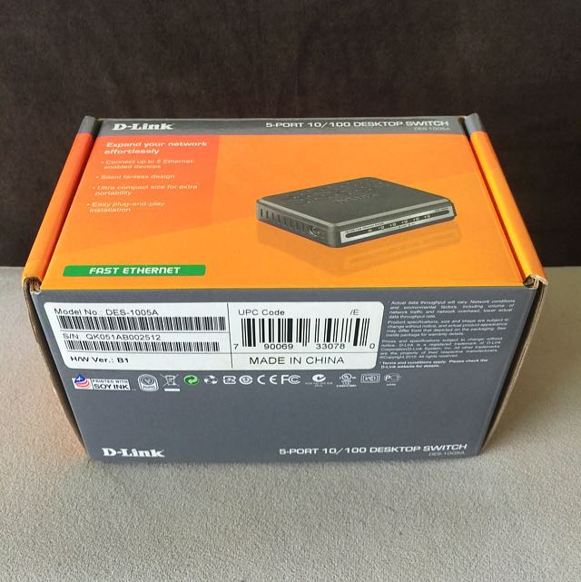 DLink 5-port 10/100 Desktop Switch DES-1005A, Computers & Tech, Parts & Accessories, Networking ...