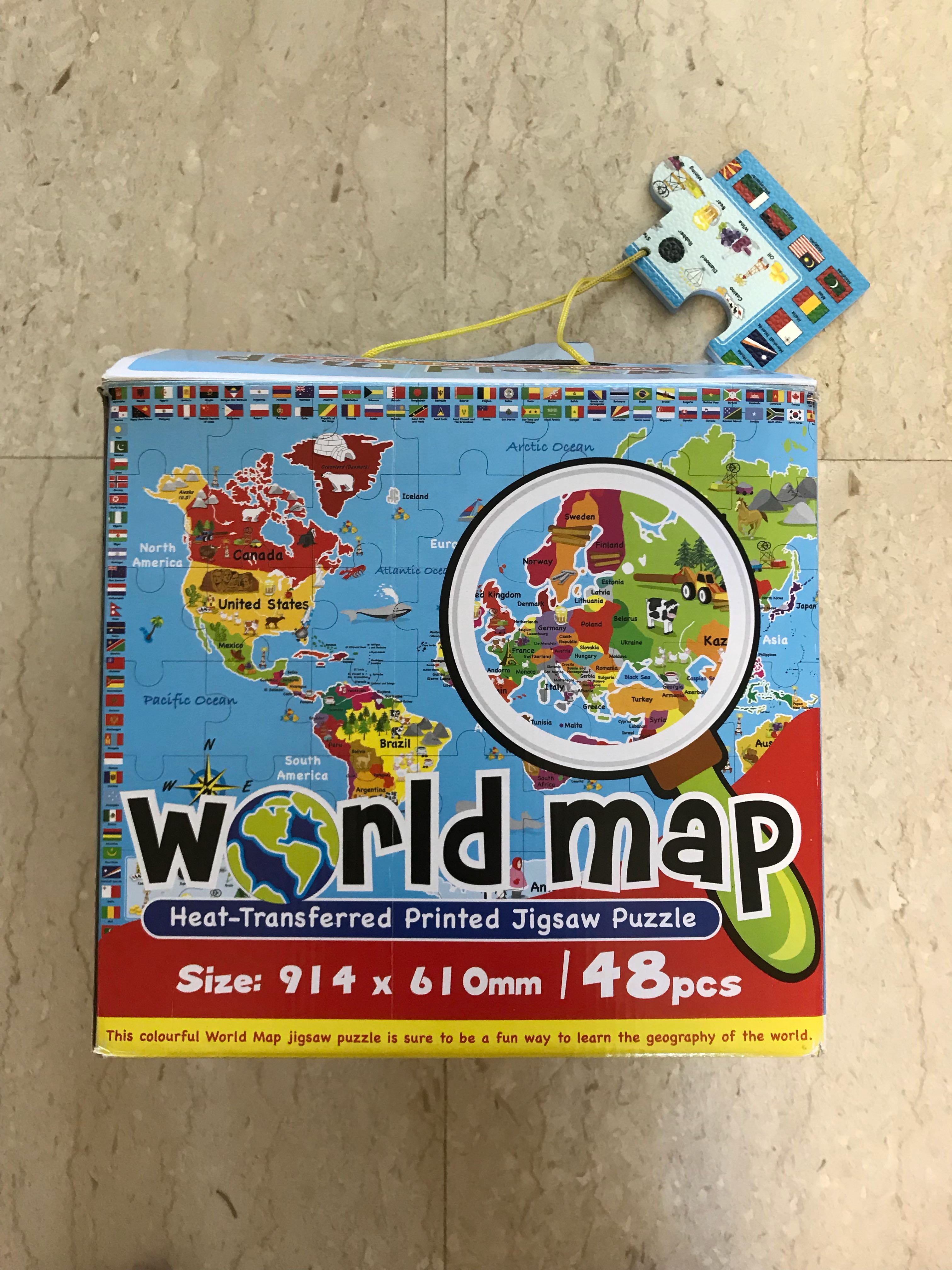 Puzzle world map, Hobbies & Toys, Toys & Games on Carousell