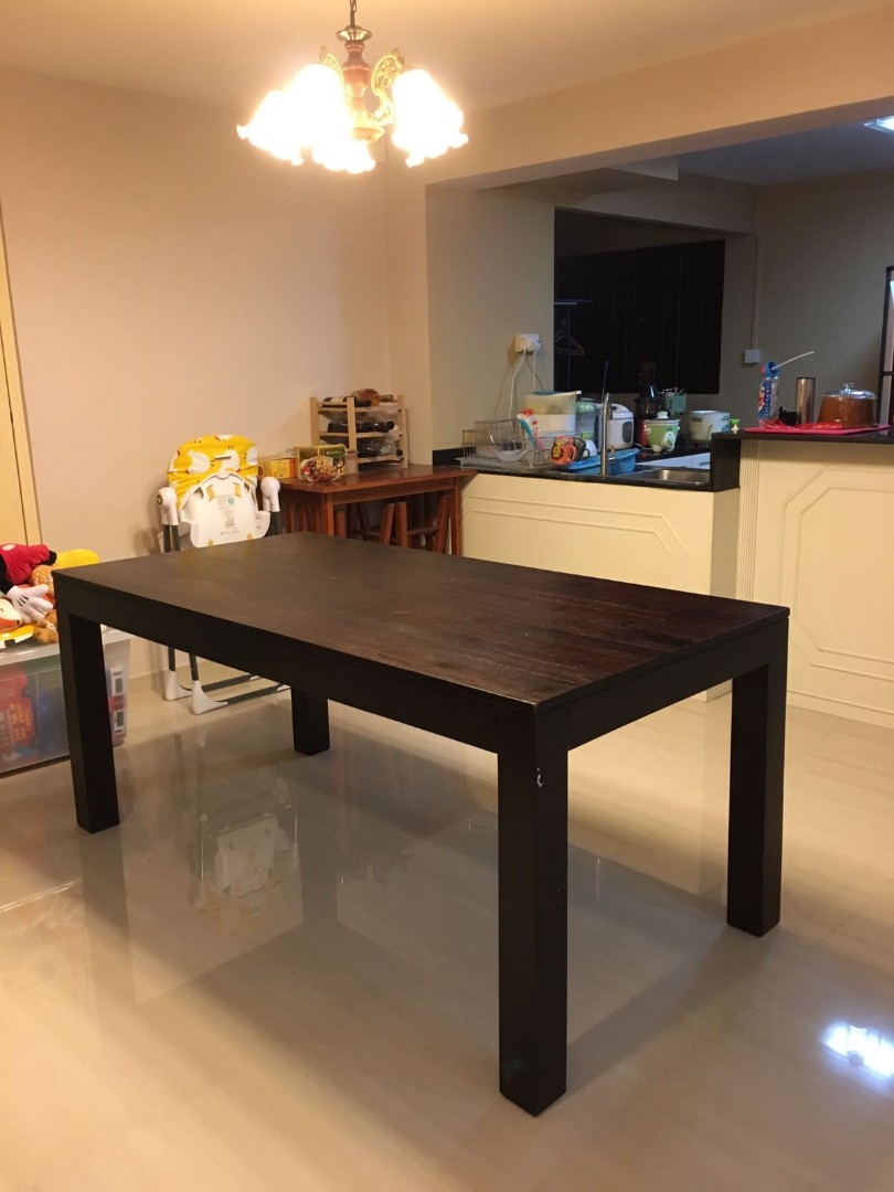 Barang Barang Solid Wood Dining Table - Black-Brown, Furniture & Home ...