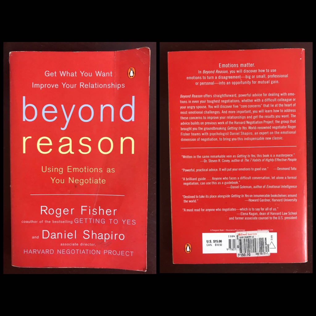 Beyond Reason: Using Emotions As You Negotiate By Roger Fisher & Daniel Shapiro, Hobbies & Toys ...