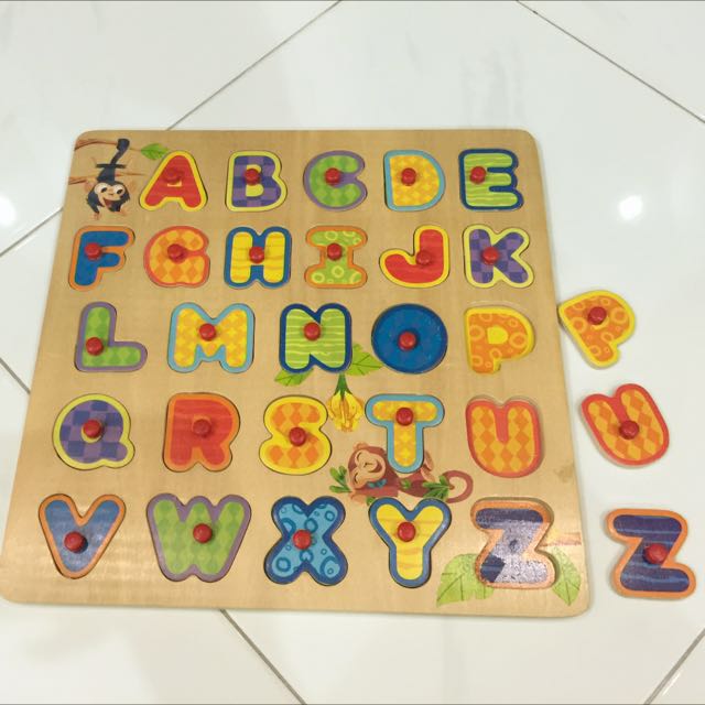 Wooden Colourful Alphabet ABC Puzzle, Hobbies & Toys, Toys & Games on ...