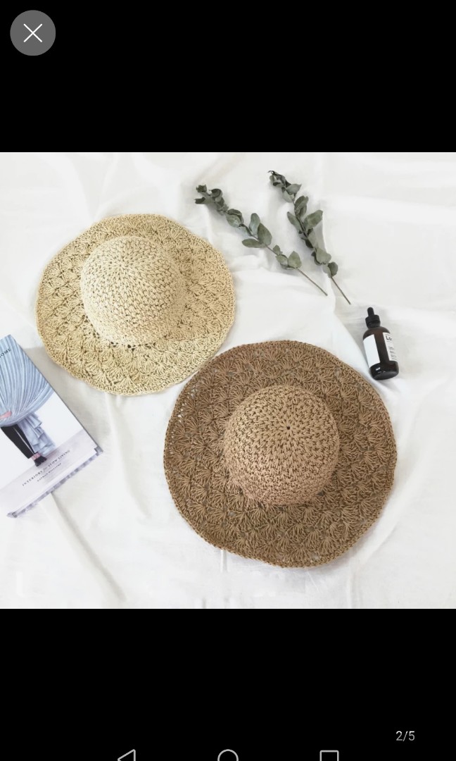 Inc pos rattan straw beach sunny hat, Women's Fashion, Watches ...