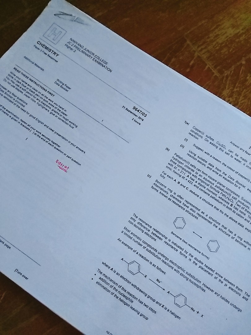 Nanyang JC JC2 Prelim Exam H2 Chemistry paper, Hobbies & Toys, Books ...