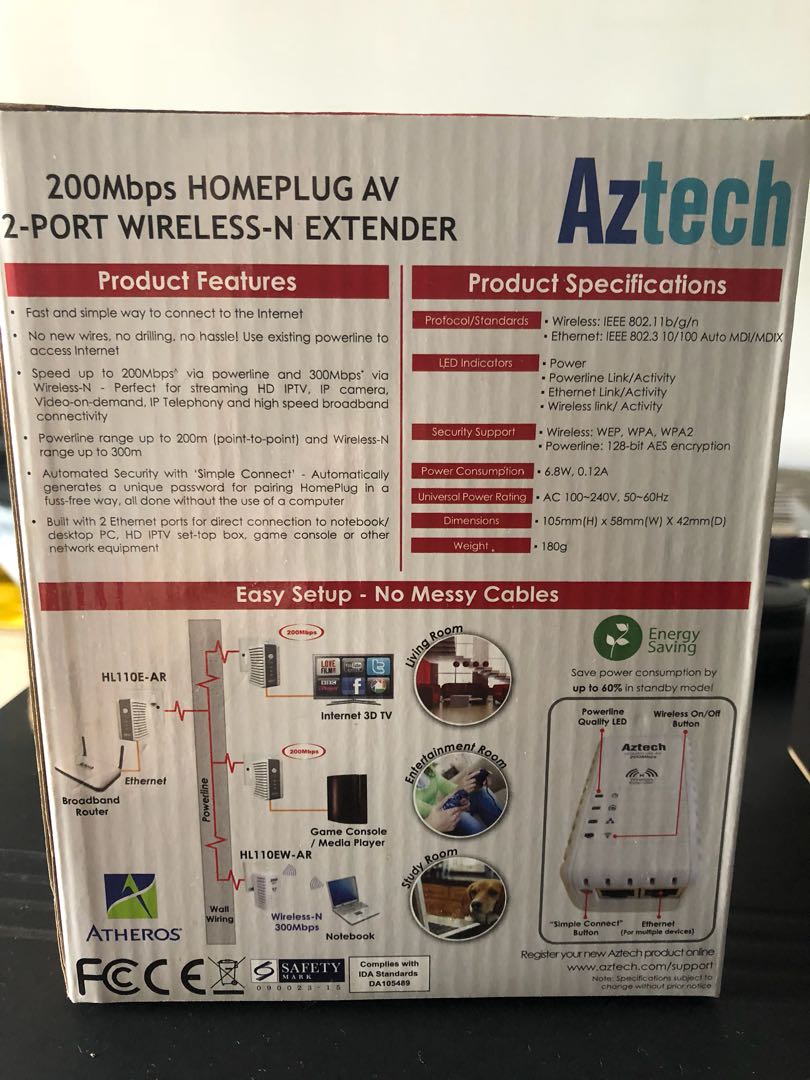 Aztech Homeplug Kit (Transmitter & Receiver), TV & Home Appliances, TV ...