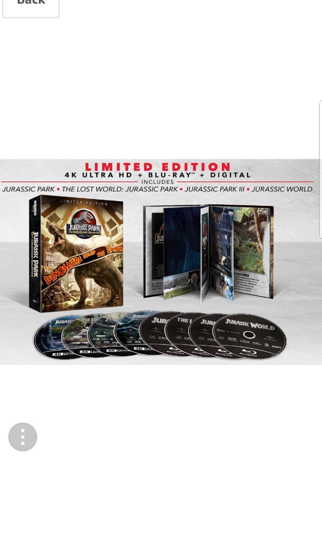 Jurassic Park Collection 4K Blu ray: 25th Anniversary Collection ...