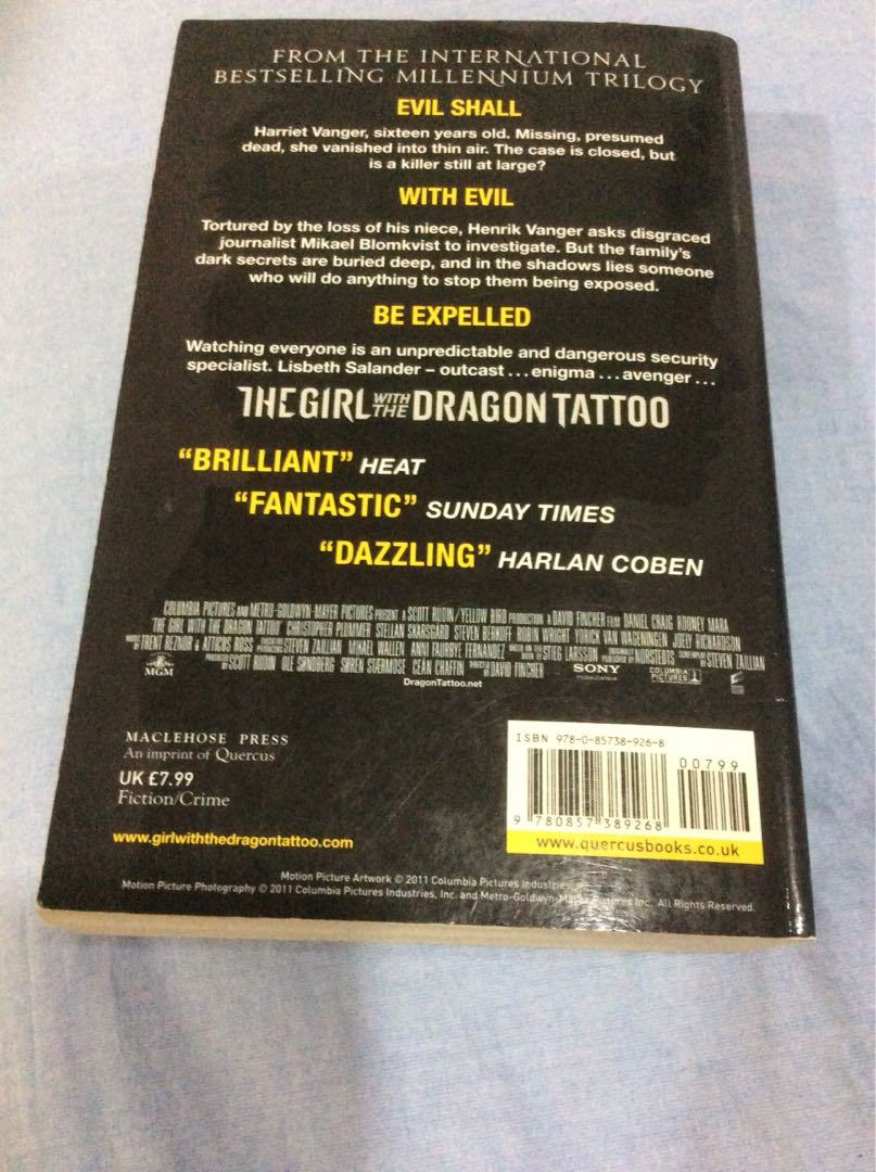 The Girl With The Dragon Tattoo by Stieg Larsson, Hobbies & Toys, Books ...