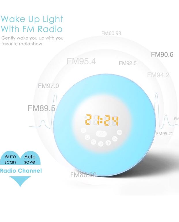 (96) Mosche Sunrise Alarm Clock, Digital Clock, Wake Up Light with 6 ...