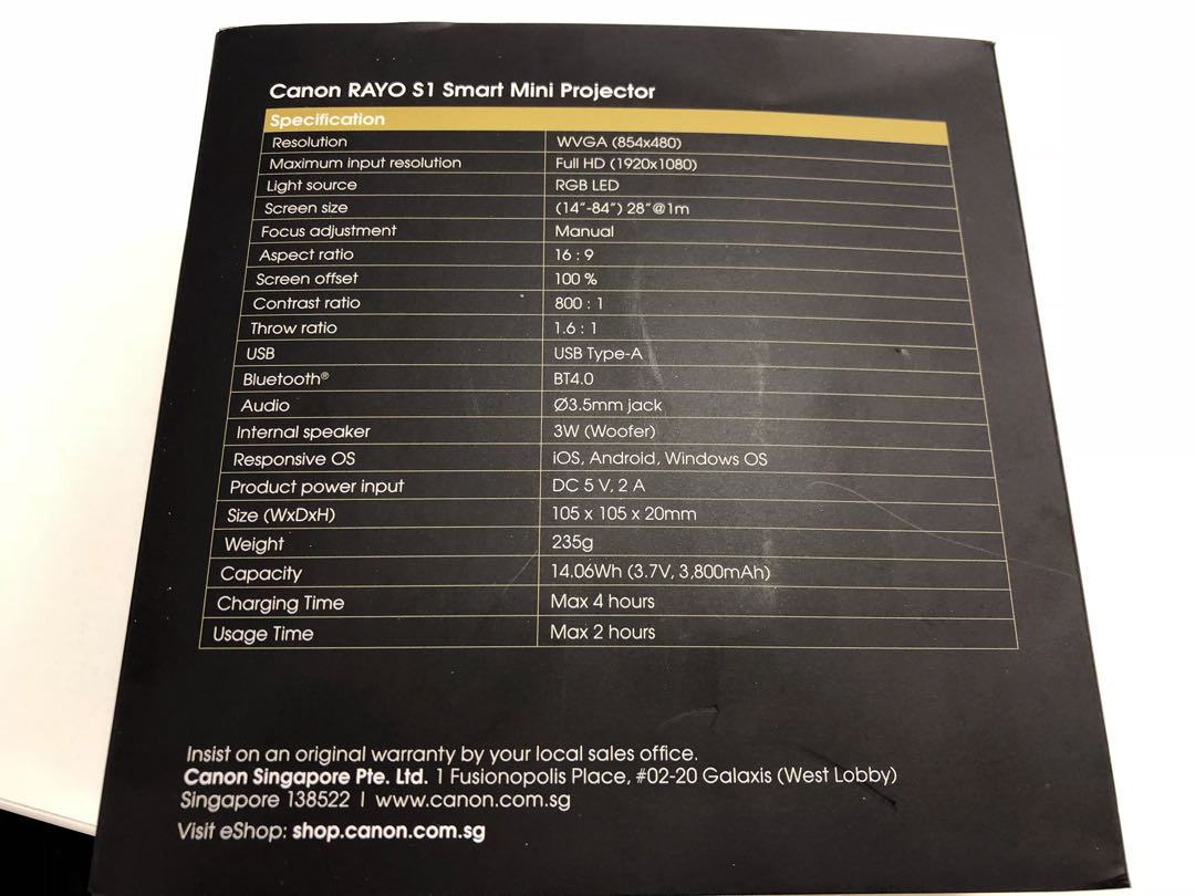 Brand New Canon Rayo S1 - mini Projector, TV & Home Appliances, TV ...