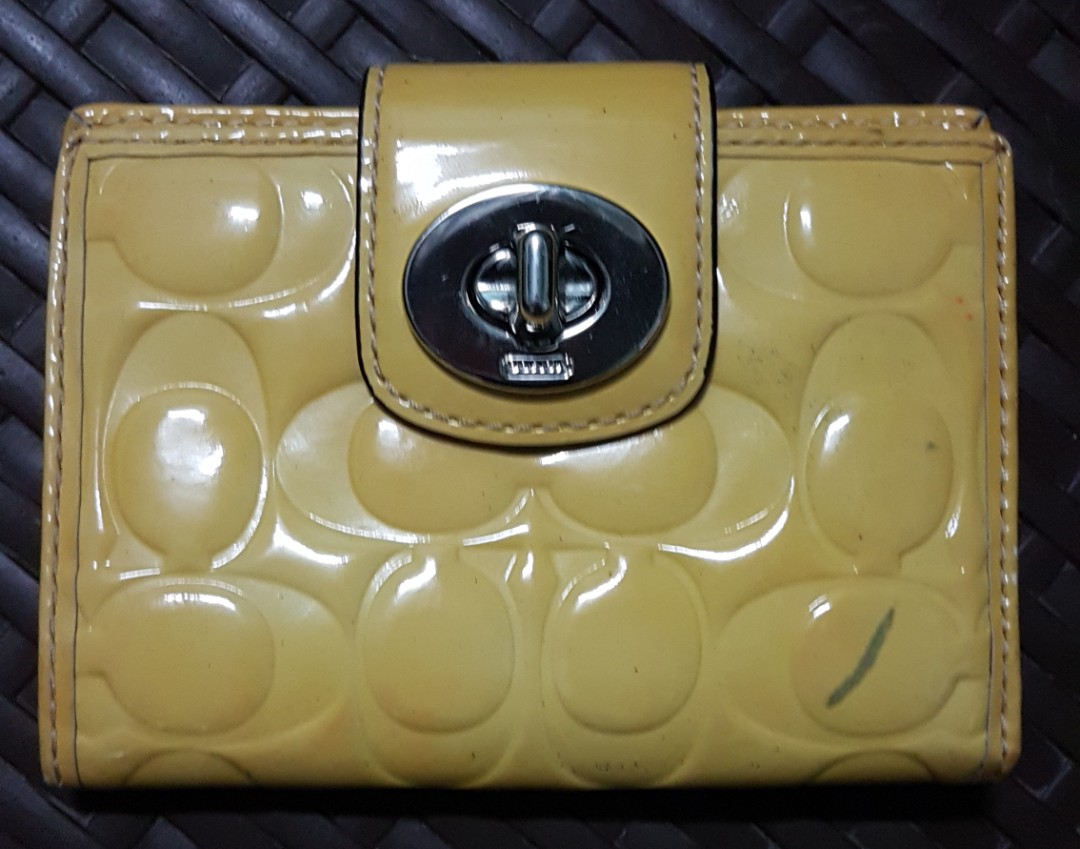 Coach Yellow Bifold Wallet, Women's Fashion, Bags & Wallets, Wallets ...