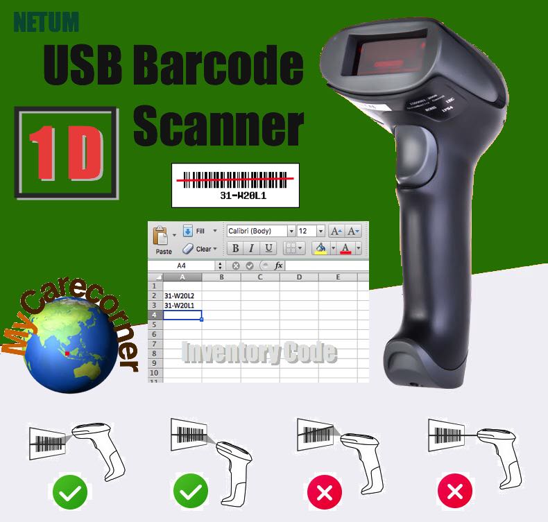 NETUM USB Wired (F5) laser / (F20) CCD or WireLess (F2) laser or CCD 1D ...