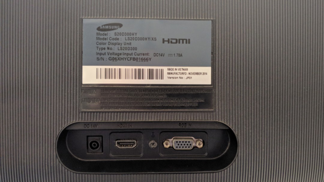 Samsung 20 inch monitor with HDMI S20D300, Electronics, Computers ...