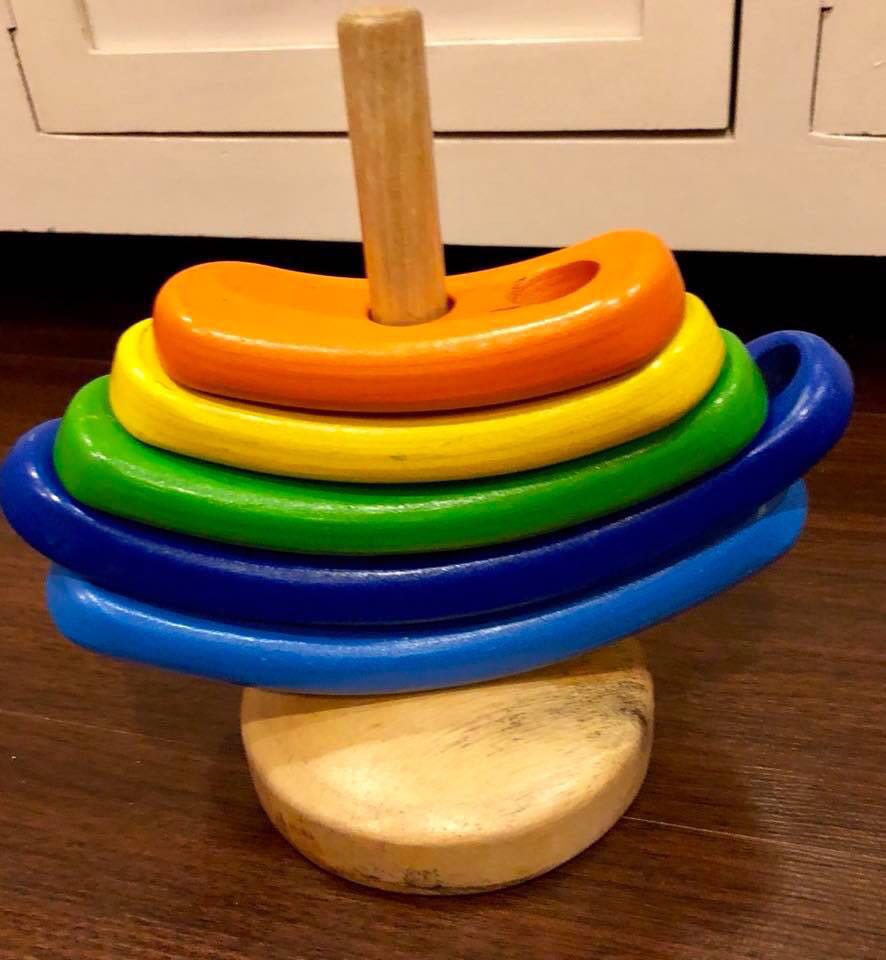 Plan Toys wooden rainbow stacks, Babies & Kids, Infant Playtime on ...